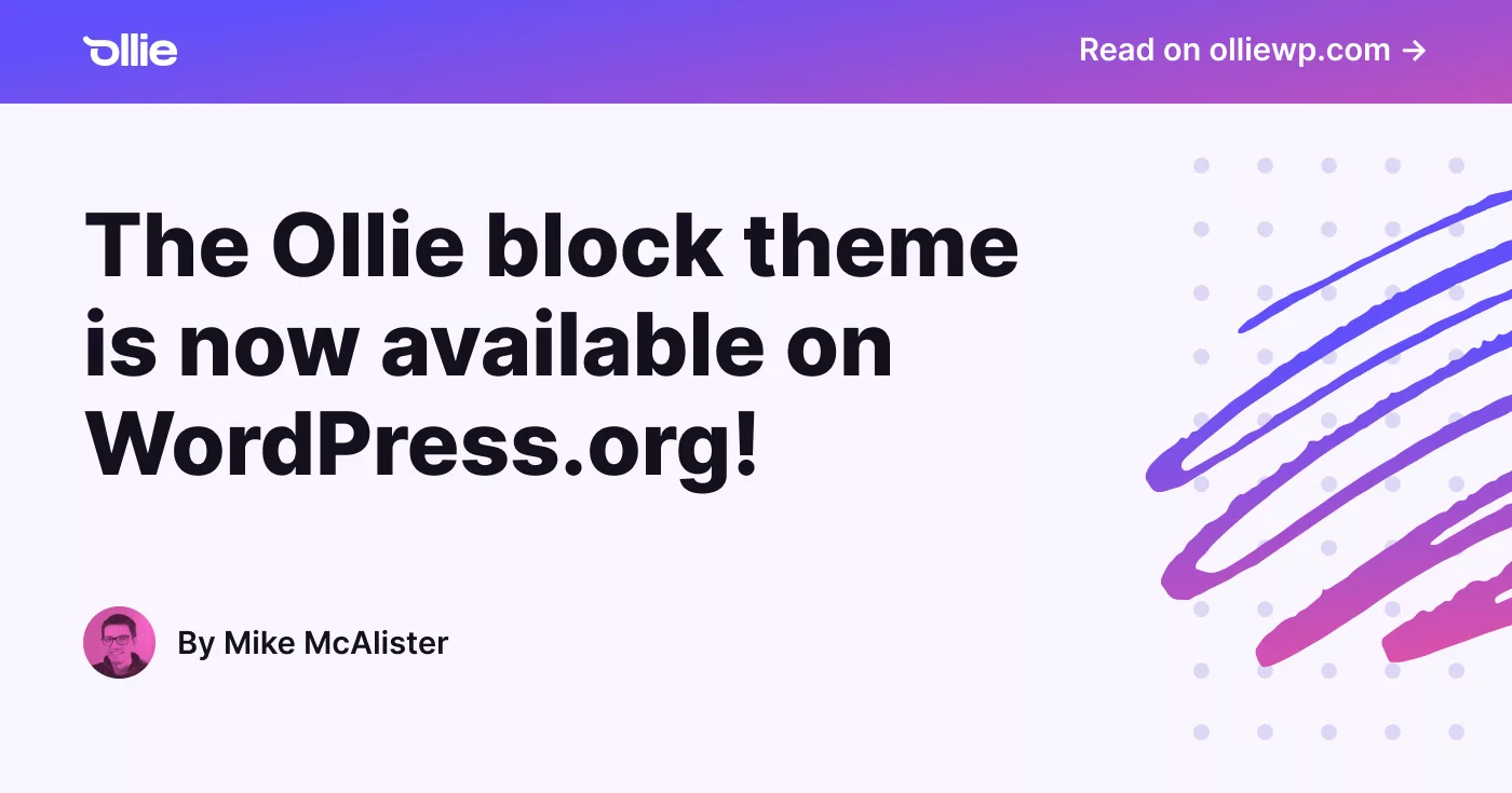 Download the Ollie WordPress block theme from WordPress.org